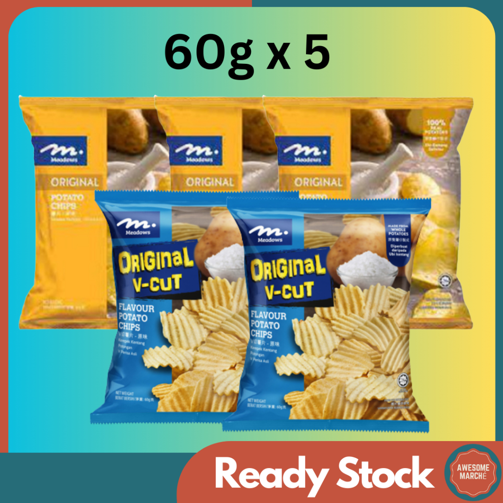 MEADOWS Potato Chips Original Kerepek Kentang Sebenar 美諾士原只薯仔薯片零食 60g ...