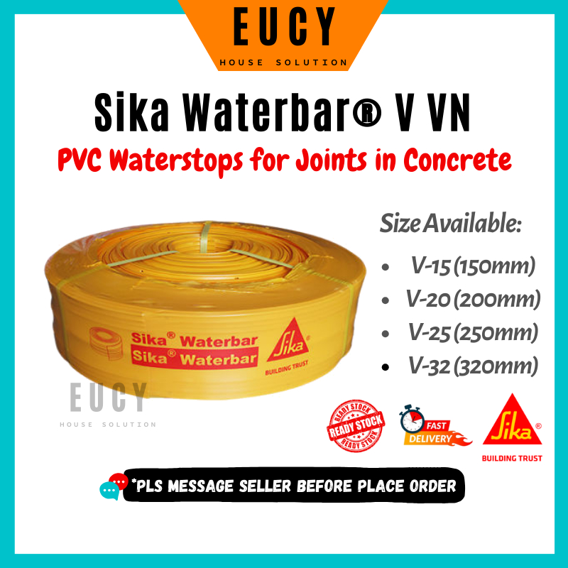 Sika WaterBar V15 / V20 / V25 / V32 - Flexible PVC Waterstop for Construction Joint Sealing ...