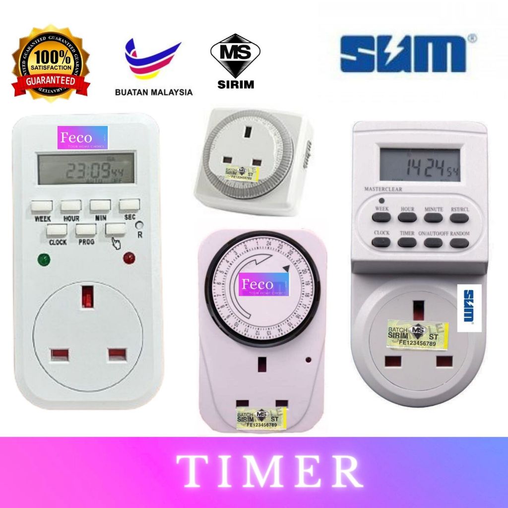 Multi Programmer Timer 13a Socket Digital Timer 24hour 0024 Sum Sirim