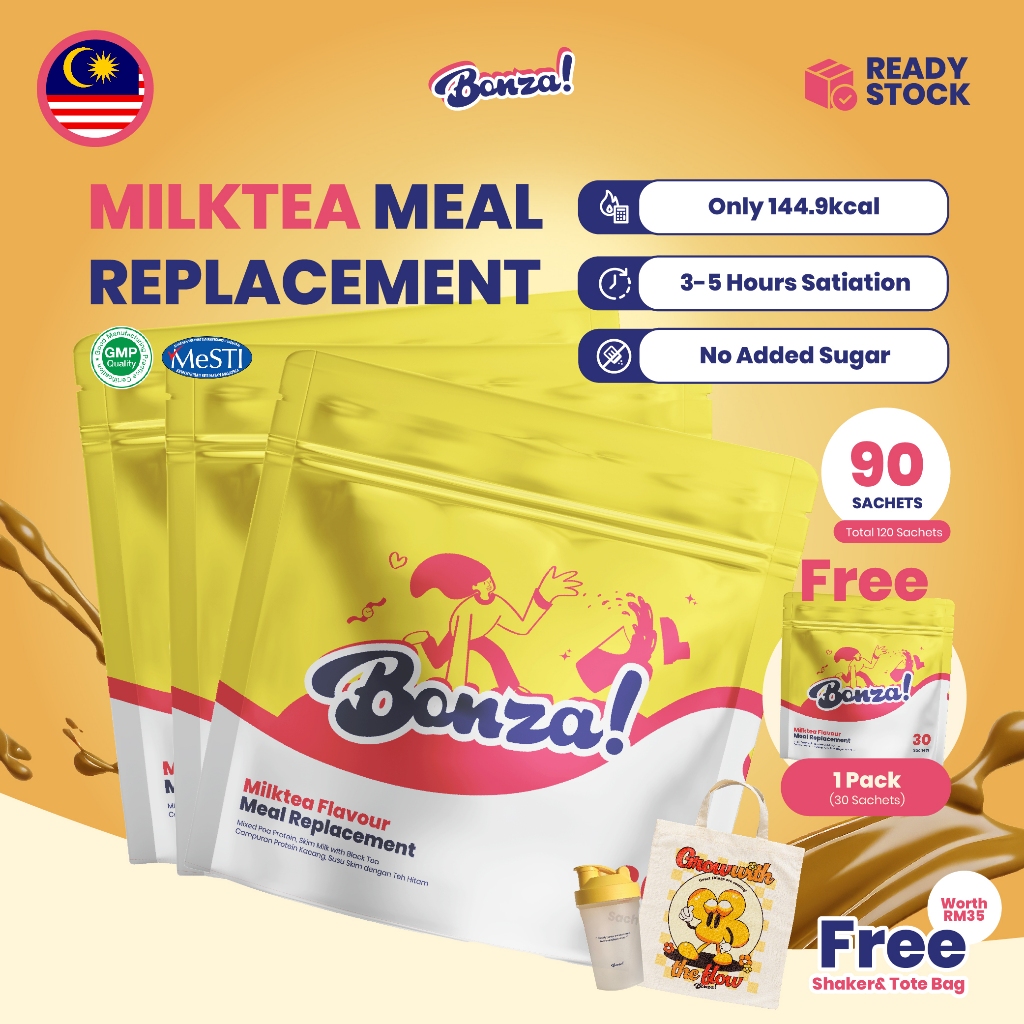 BONZA Meal Replacement Milk Tea Protein Shake High Protein Healthy Diet ...