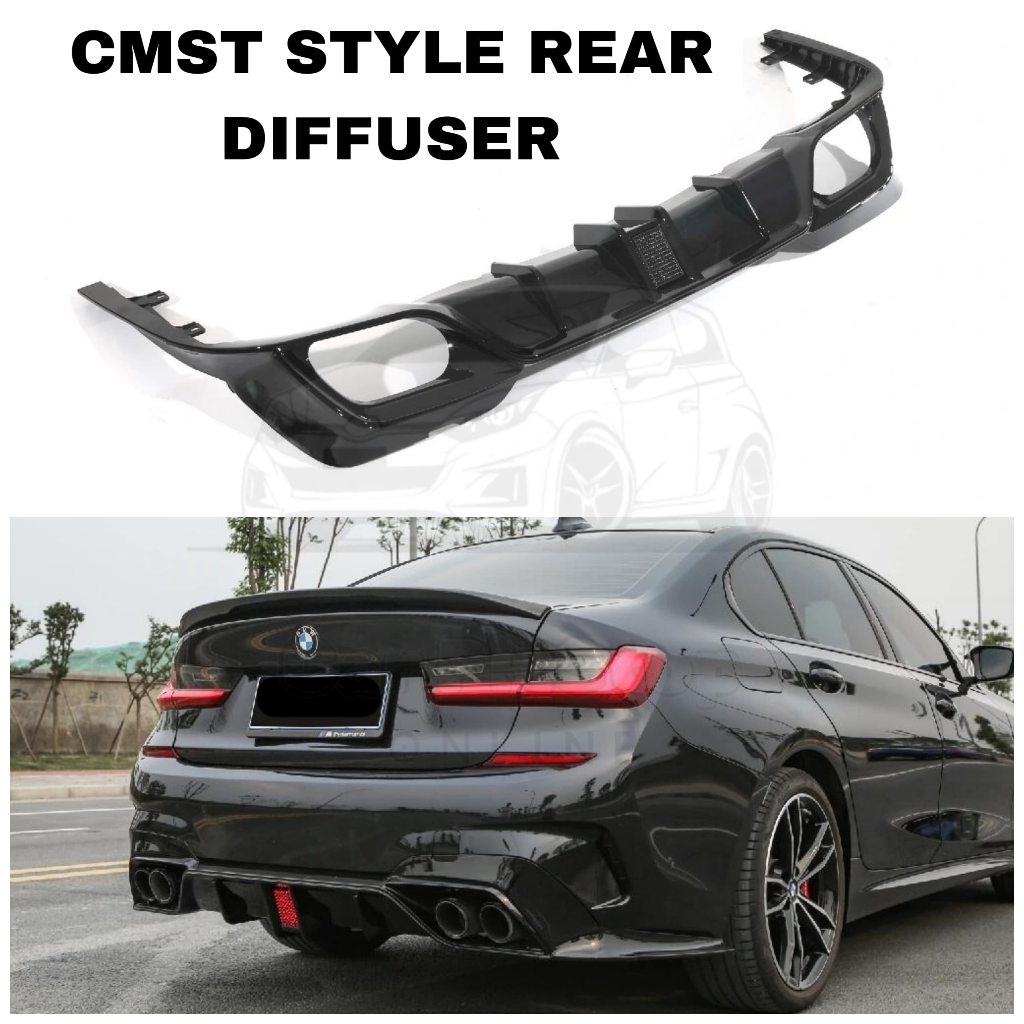 BMW G20 M Sport 330i 330e 330li Rear Diffuser CMST Style Gloss Black ...