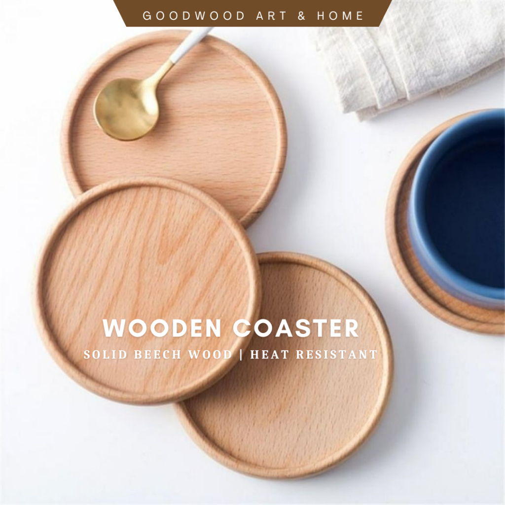 Wooden Coaster Set Placemat Wooden Mat Lapik Gelas Table Mat Wood Slice ...