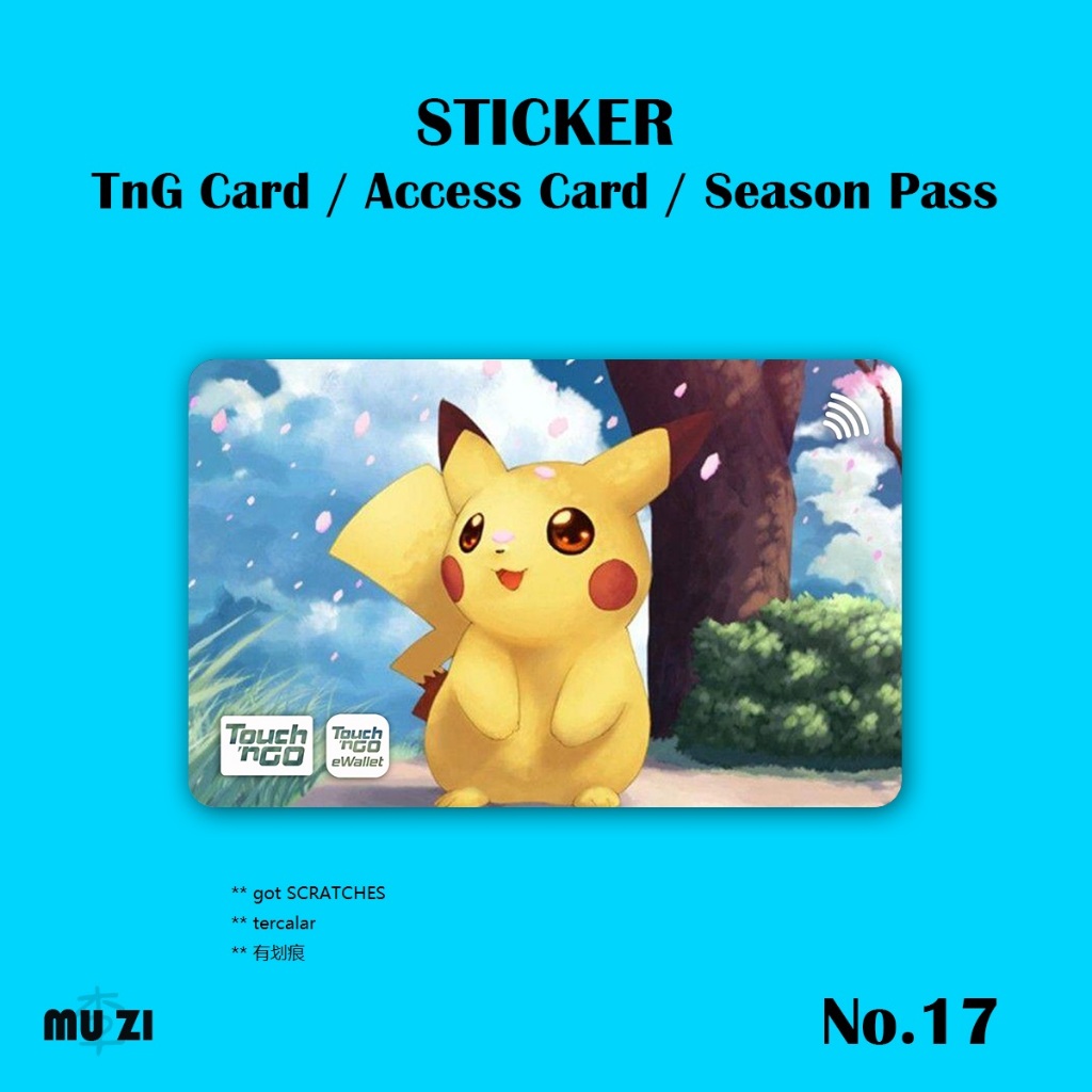 Pokemon Pikachu TnG Card STICKER NFC STICKER Waterproof Thick Hard ...