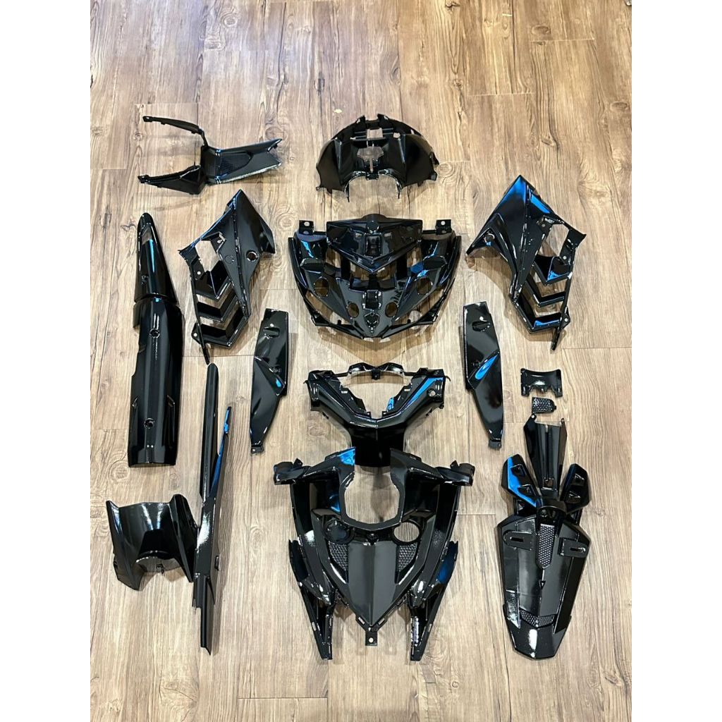 Y15 Y15ZR V1 V2 INNER SETS HITAM KILAT INNER COMPLETE SETS PP BLACK GLOSSY COVER 100% PREMIUM ...