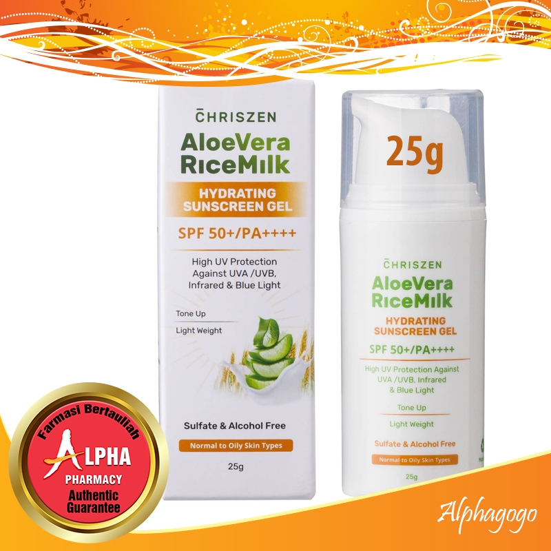 Chriszen Aloe Vera Rice Milk Hydrating Sunscreen Gel SPF 50+/PA (25g ...