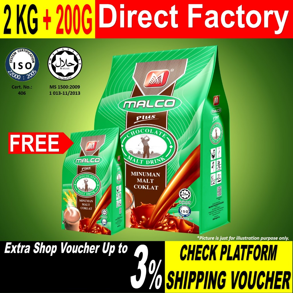 2 KG + 200 GM | MALCO Chocolate Malt Drinks | Coklat Malt | HALAL | Strong Chocolate Taste ...