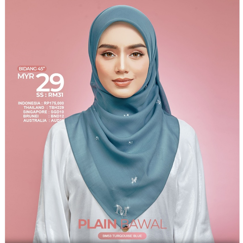 Tudung Bawal Plain Butterfly MINAZ HIJAB Premium Cotton Voile Bidang 45 ...