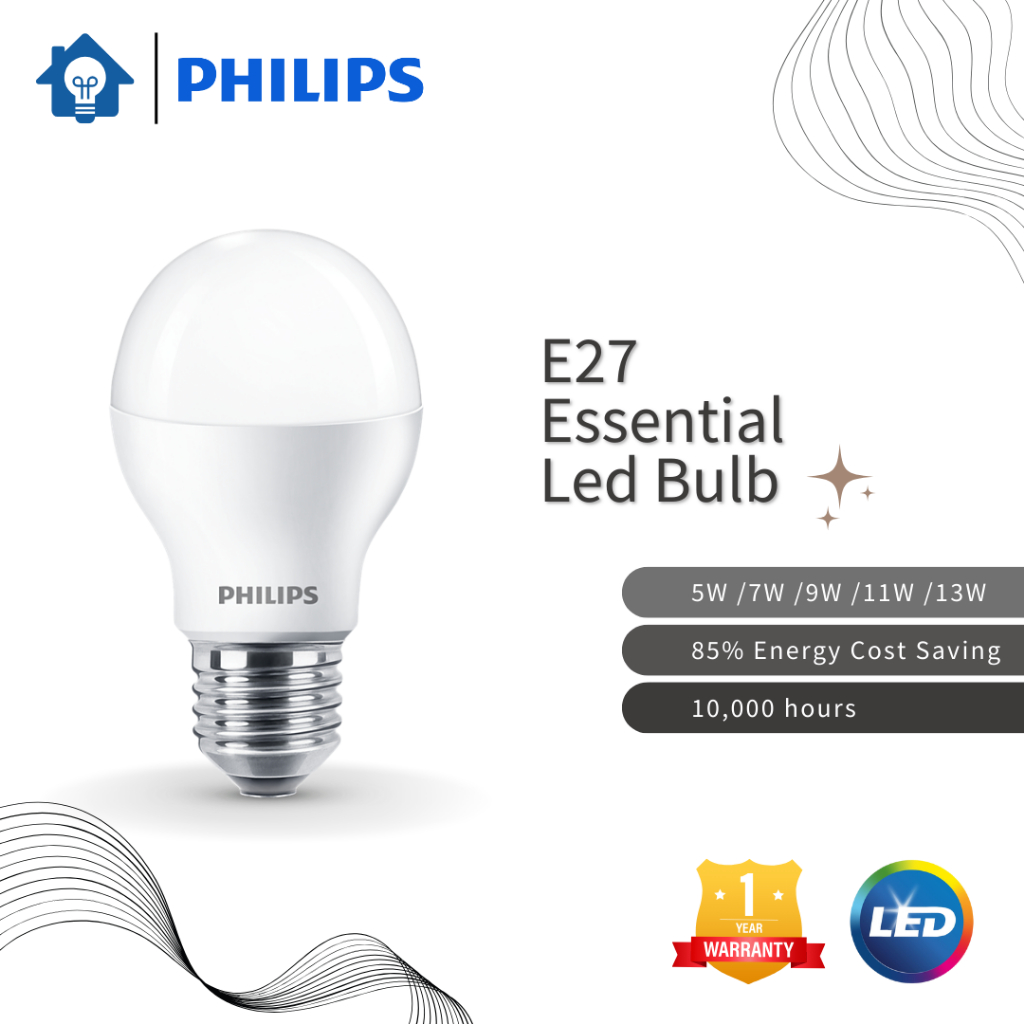 Philips Essential 5W 7W 9W 11W 13W E27 LED Bulb ( Warm White / Cool White / Daylight ) | Shopee ...