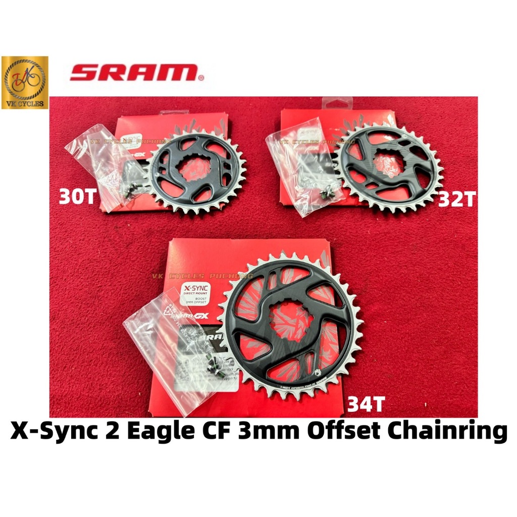 SRAM GX Eagle Chainring - Direct Mount | X-SYNC 2 | 12-speed | C1 - Offset 3mm | Lunar Grey | 3 ...