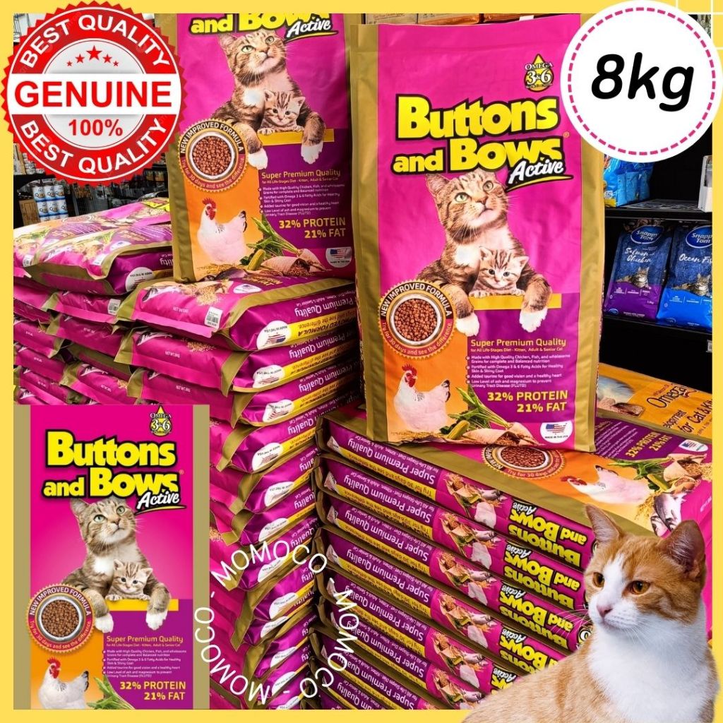 🔥8KG Buttons & Bows Active Cat Dry Food Pet Chicken Fish Makanan Anak ...