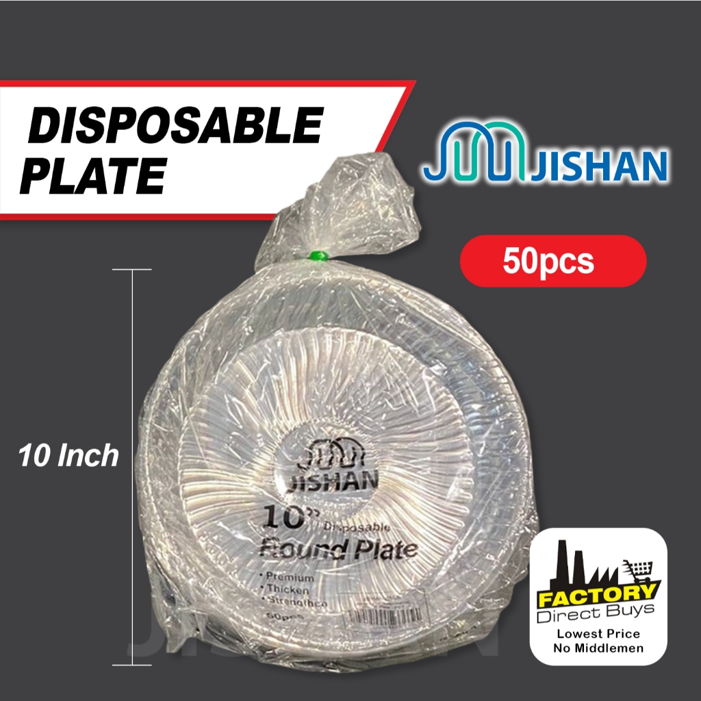 [50pcs] CHEAPEST 10" Disposable Plastic Plate JISHAN/ Kenduri Catering ...