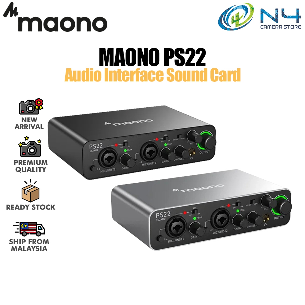 Maono PS22 Audio Interface for Recording, Music Production, Guitar ...