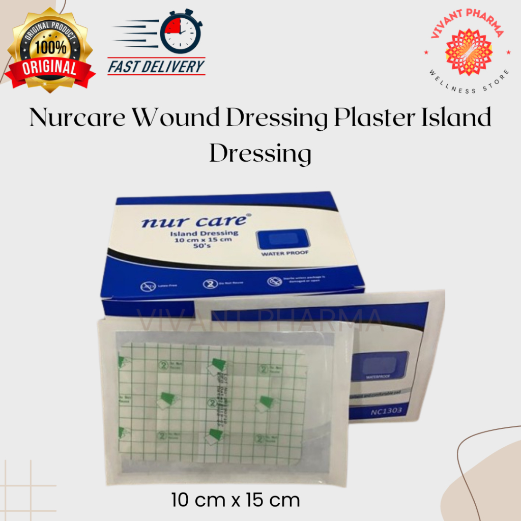 Nur Care Sterile Wound Dressing Plaster Island Dressing 10cm x 15cm 1's ...