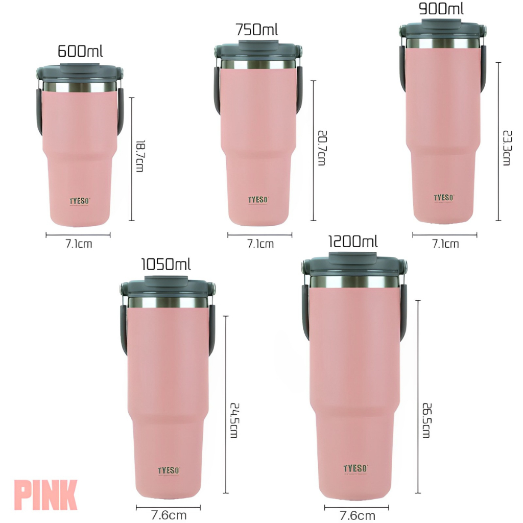 Tyeso Tumbler With Handle 600/750/900/1050/1200ml 304 Stainless Steel ...