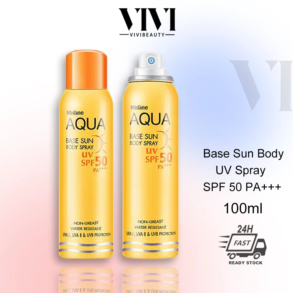 6.6 SALE🔥Thailand Mistine Aqua Base Sun Body UV Spray 100ml SPF 50 PA ...