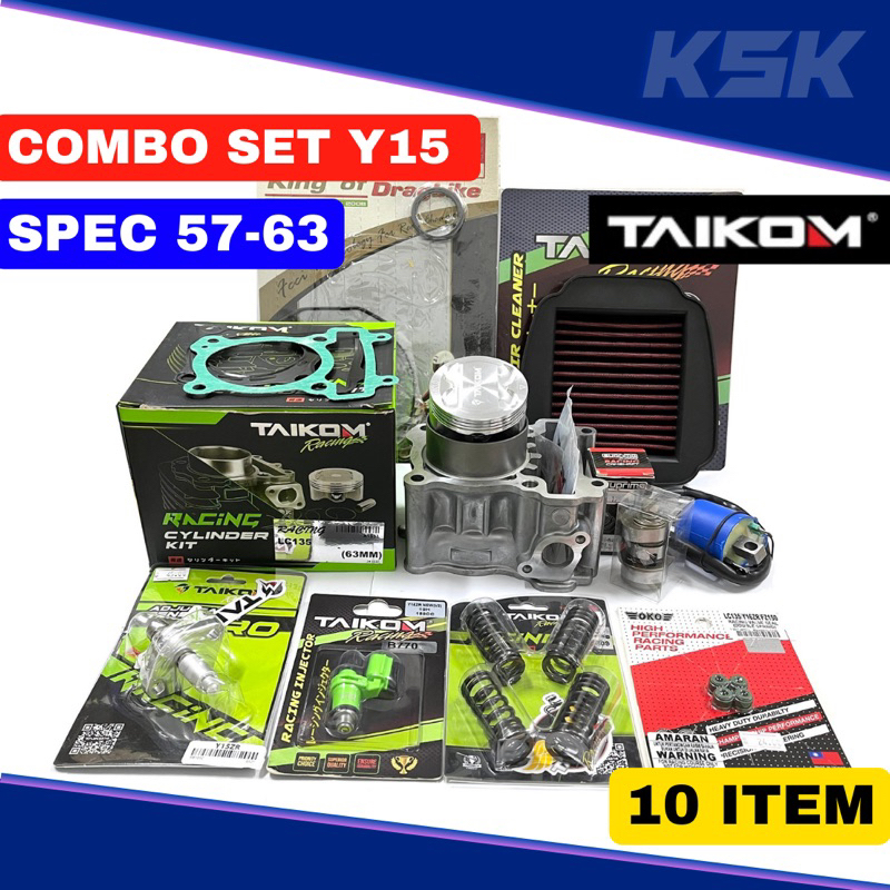 Racing Combo Spec Y15 Taikom(Spec57/Spec63)(Blok Y15 Piston Semi Dome ...