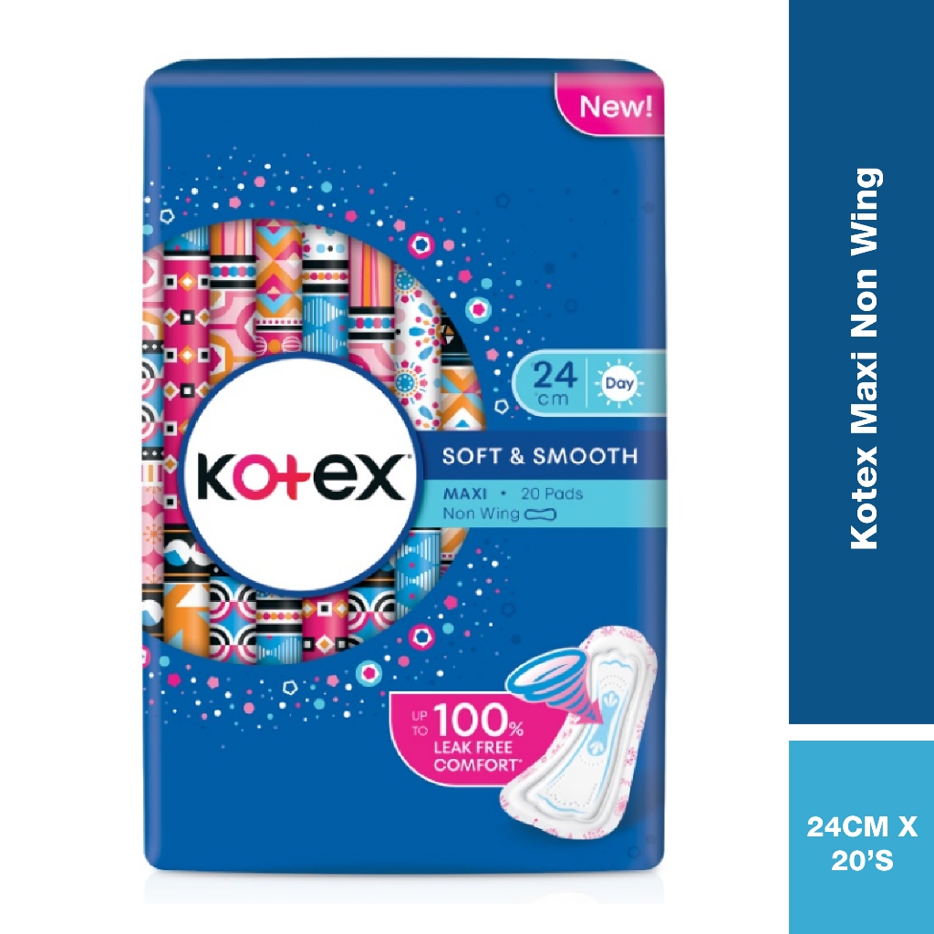 Kotex Soft & Smooth Maxi Non-Wing Pad 24cm (20's) | Shopee Malaysia