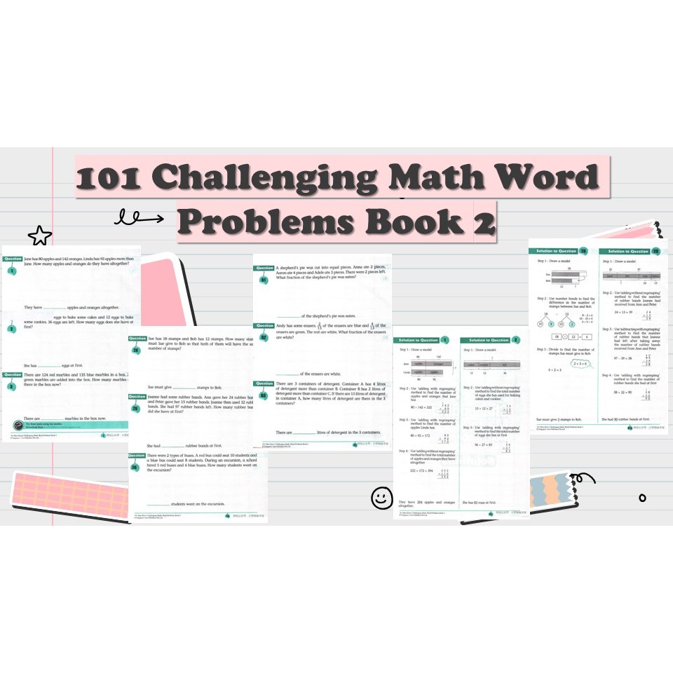[P332] 79 pages 101 Challenging Math Word Problems Book 2 Worksheet for ...