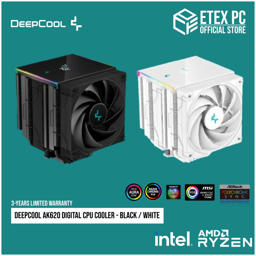 DeepCool AK620 Digital CPU Cooler - Black / White # R-AK620-BKADMN-G / R-AK620-WHADMN-G | Shopee ...