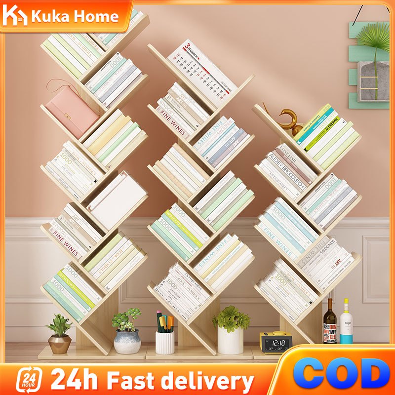 🥳8 Tiers Wooden Rack Desktop Storage Bookshelf Tree Shaped Frame ...