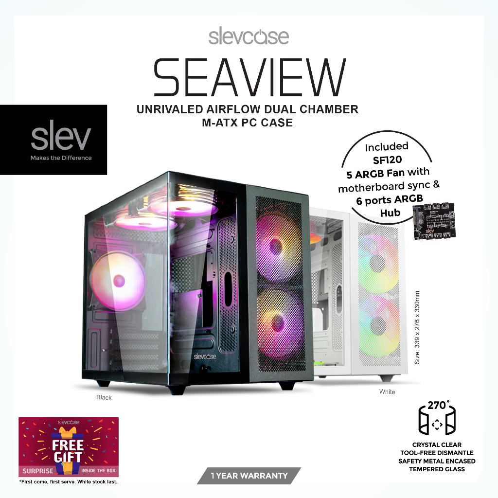 Slevcase Seaview Unrivalled Airflow Dual Chamber Airflow Micro ATX ...