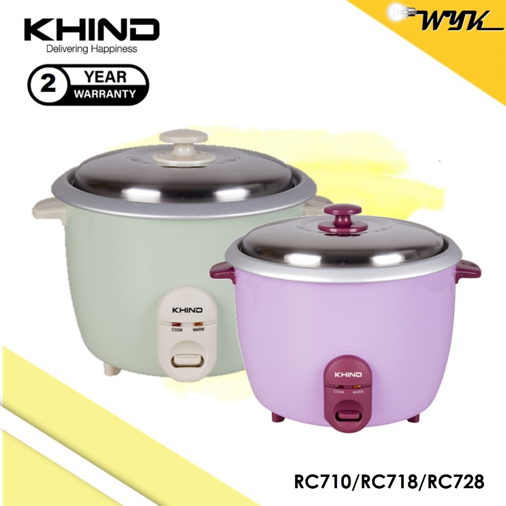 KHIND 1L/1.8L/2.8L Electric Rice Cooker RC710/RC718/RC728 (Purple/Green ...