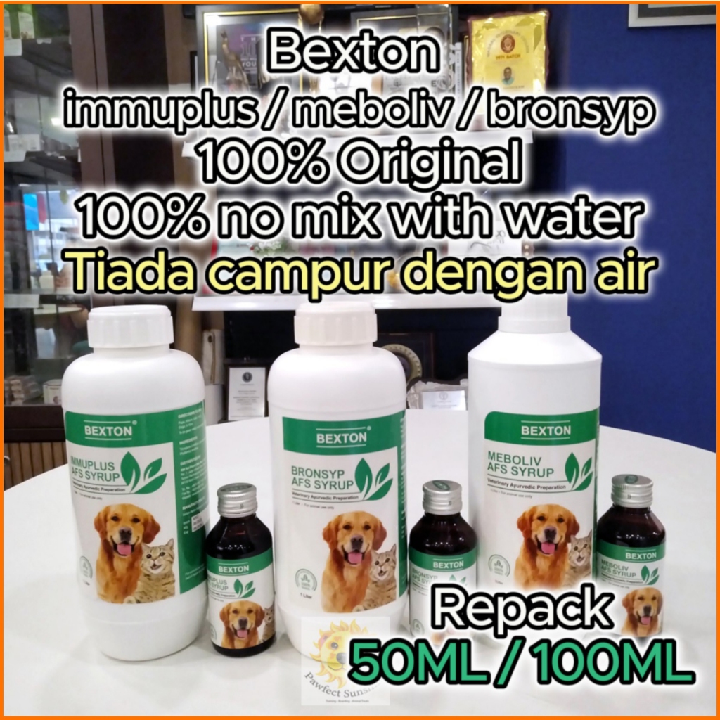 Bexton immuplus meboliv bronsyp syrup AFS herbal kucing & dog demam ...