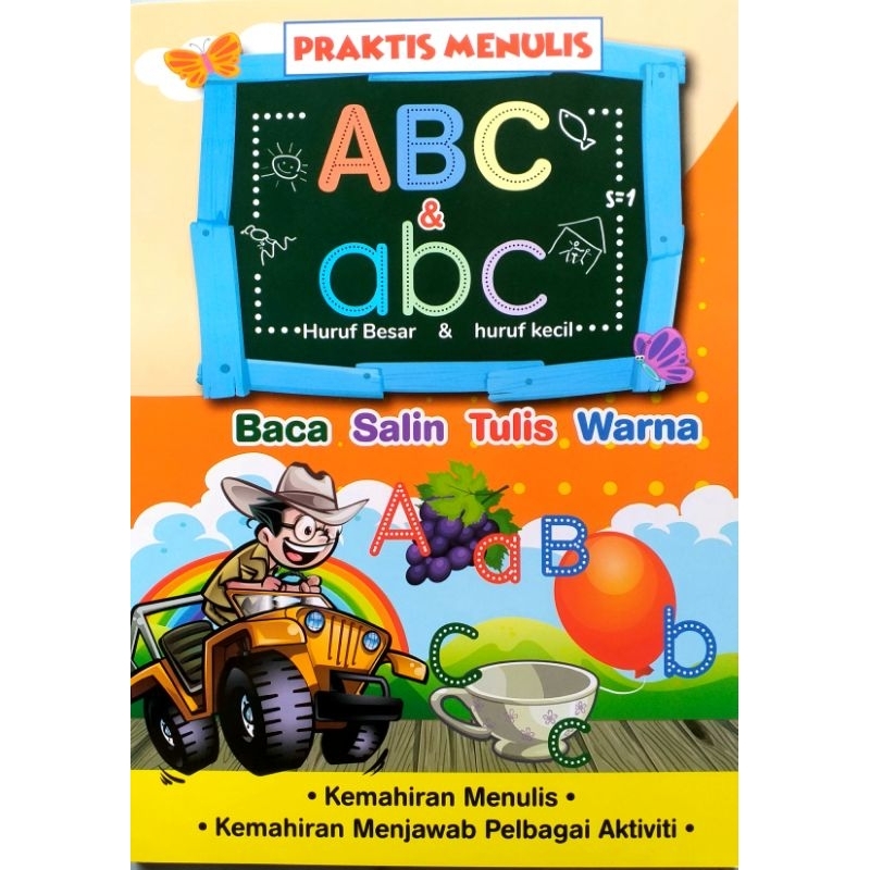 BUKU PRAKTIS MENULIS ABC HURUF BESAR & KECIL baca salin tulis warna ...