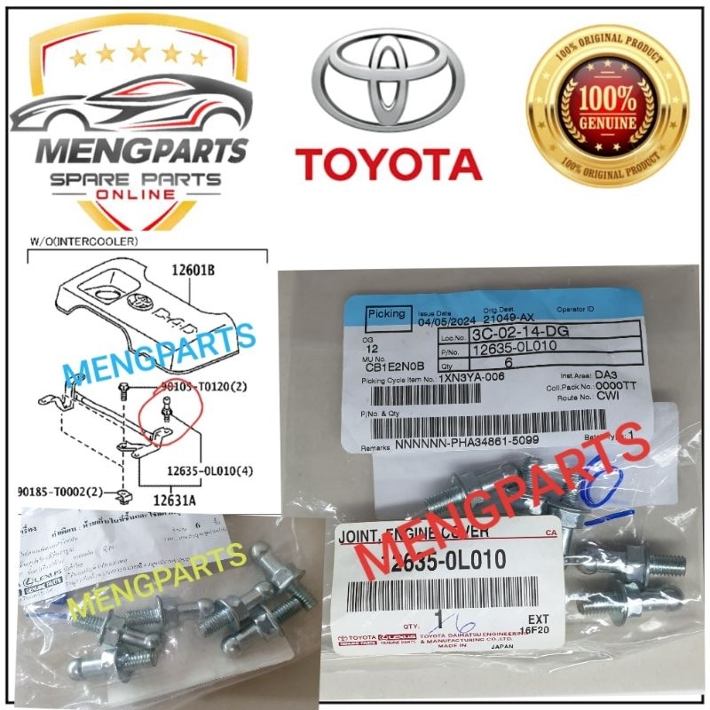 ORIGINAL TOYOTA HILUX KUN25 KUN26 ENGINE TOP COVER STAD JOINT * HARGA ...