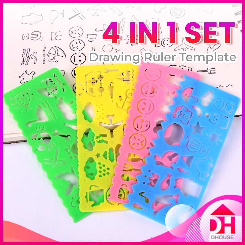 4 In 1 Drawing Ruler Set Flexible DIY Art Craft Tool Kids Children ...