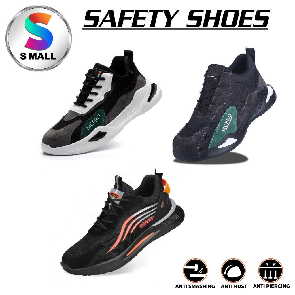 MCPRO SAFETY SHOES Anti-Smashing Mesh Work Shoes 310 Black White/ 310A ...