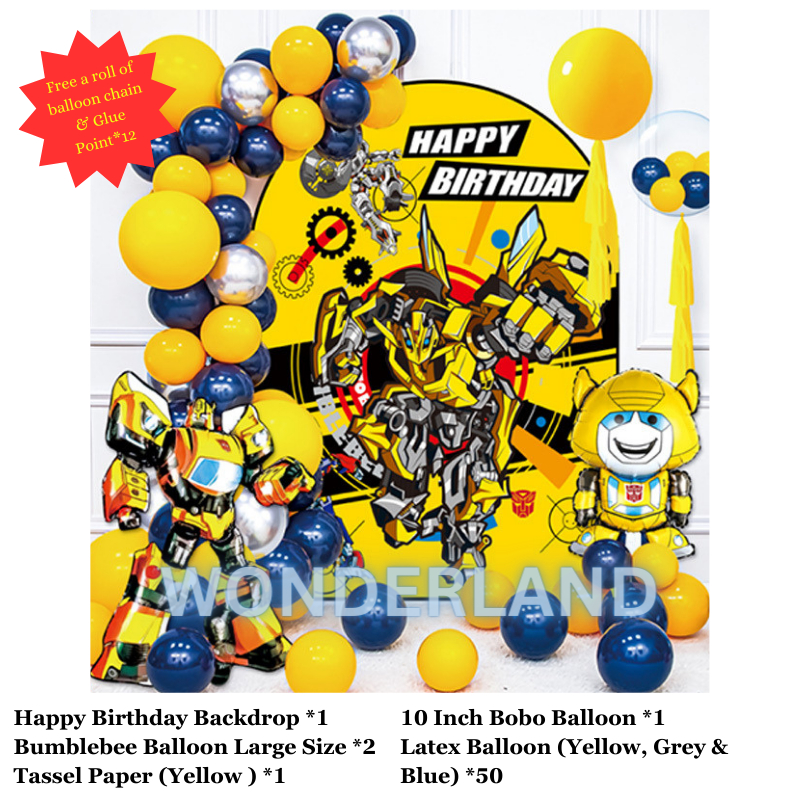 Transformers Bumblebee Theme Kids Birthday Balloon Decoration Set Hari ...