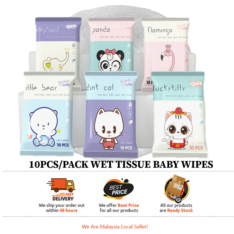 Cartoon Cute Wet Tissue 10pcs/pack - Wet wipes/Baby wipes/ Food ...