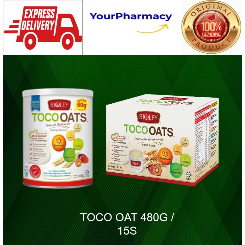 BIOLEY TOCO OATS Beta-Glucan Oat 480G / 30GX15'S SACHETS | Shopee Malaysia