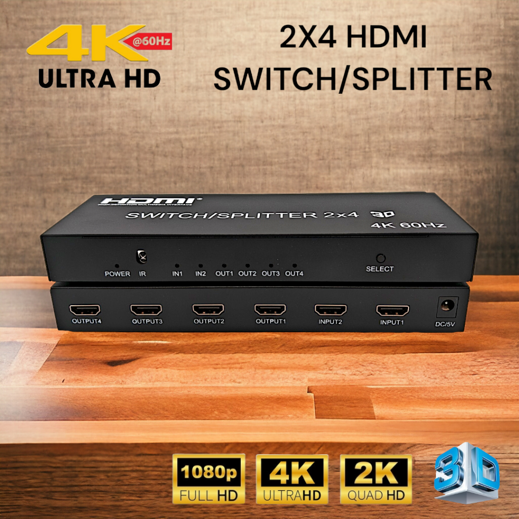 2x4 HDTV HDMI SWITCHER AND SPLITTER 2 In 4 Out 4K@60Hz | Shopee Malaysia