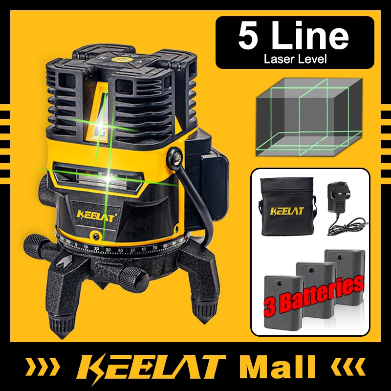KEELAT 5 Lines 6 Point Adjustable Laser Level 360° Rotary Cross Self ...