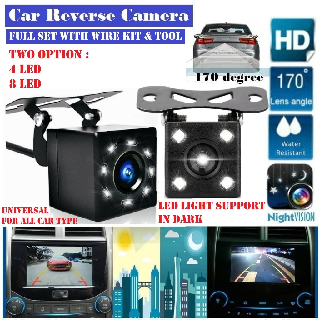 Car Reverse Camera Full HD Night Vision Rear View Parking Monitor Led ...