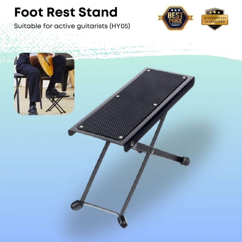 4-Positions Anti-slip Adjustable Folding Metal Guitar Foot Rest Stool ...