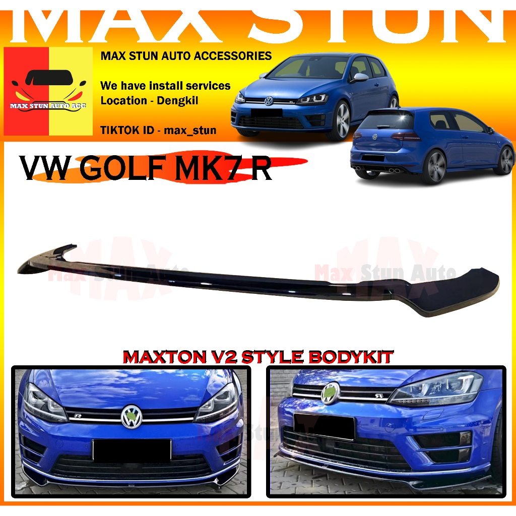 VOLKSWAGEN GOLF MK7 R MAXTON V2 FRONT LIP BUMPER SKIRT V LIP DEPAN GOLF ...
