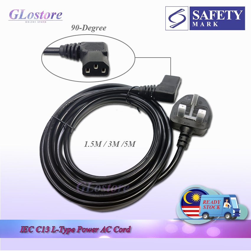 POWER AC CORD 3 PIN UK 13A FUSE C13 IEC CABLE PC LCD MONITOR POWER ...