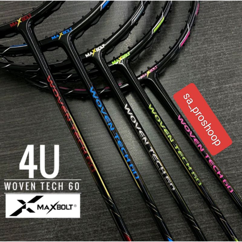 Maxbolt woven tech 60 4u original raket badminton free string mbs 66/63 ...