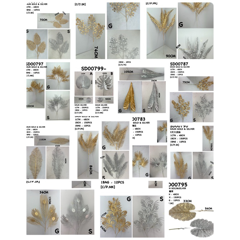 🔥OFFER🔥 Artificial Goldish Leaves | daun gold & Silver| hiasan | red ...