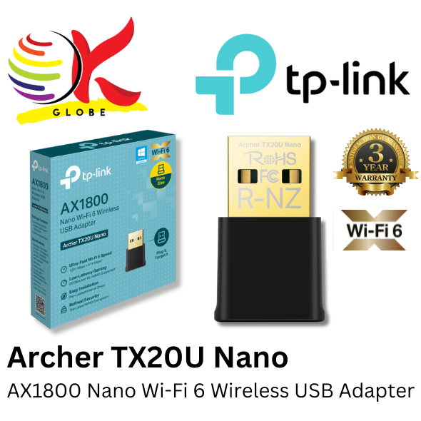 TP-LINK ARCHER TX20U NANO AX1800 NANO WI-FI 6 DUAL BAND WIRELESS USB ADAPTER WITH NANO DESIGN ...