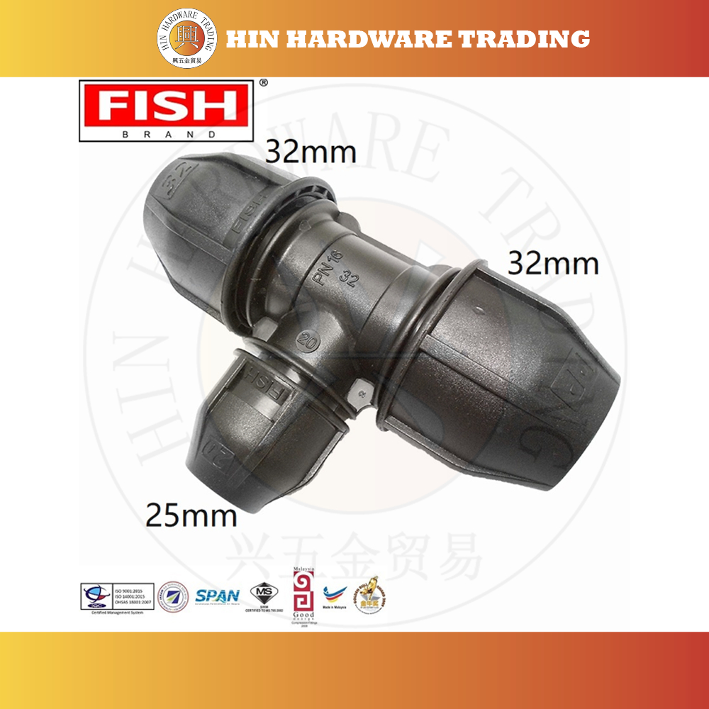 Brand Fish Push Fit PolyPropylene PN16 Compression Fittings 32 x 25mm ...