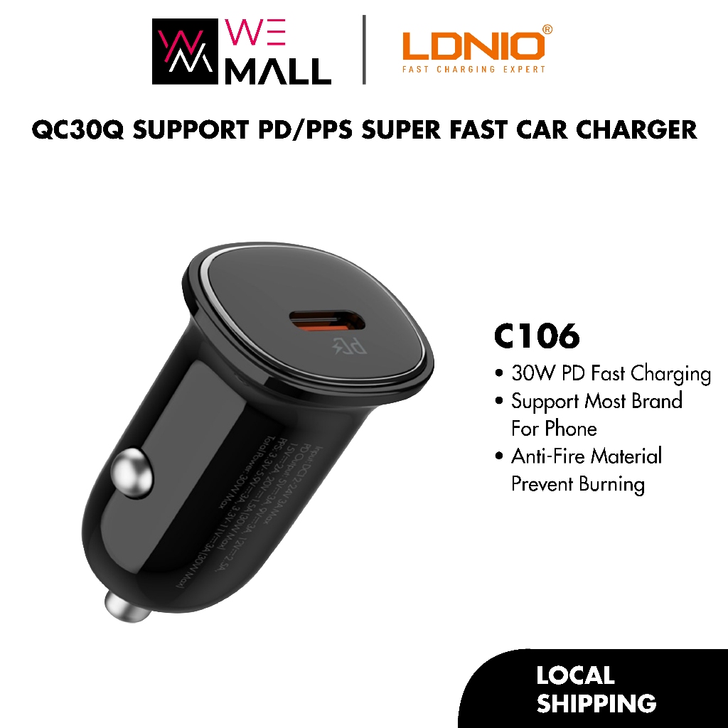 LDNIO C106 30W PD Super Fast Car Charger QC30W Support PD/PPS Quick Charging | Shopee Malaysia