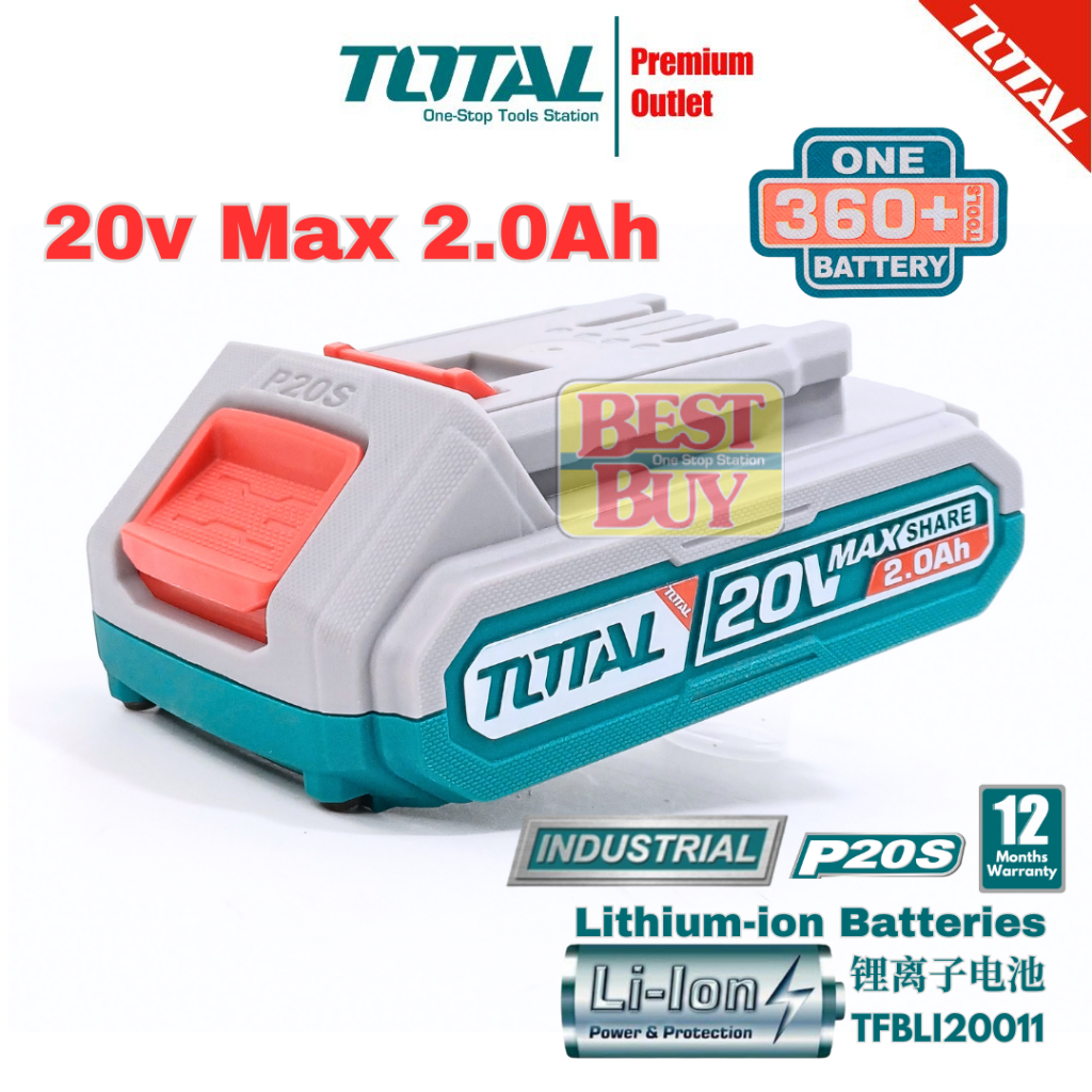 TOTAL / JADEVER Tools P20s 20V Series Li-ion Battery 2.0Ah 锂离子电池 ...