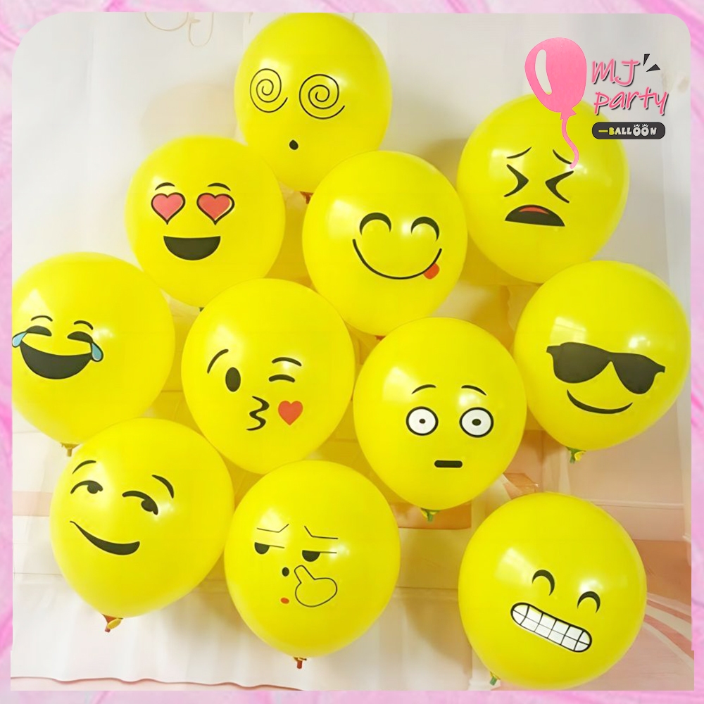 🇲🇾 🏆 12 Inch Yellow Emoji Balloons Smiley Face Expression Latex Belon ...