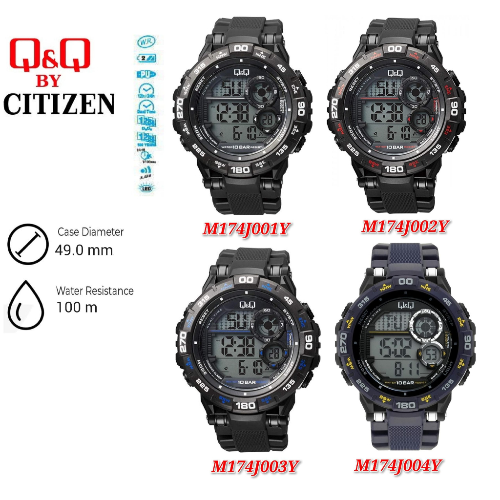 Q&Q Watch by Citizen Digital Men's Watch M174 | Shopee Malaysia