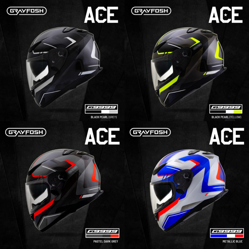 HELMET FULLFACE FULL FACE GRAYFOSH ACE RED YELLOW BLACK BLUE HELMET MAN ...