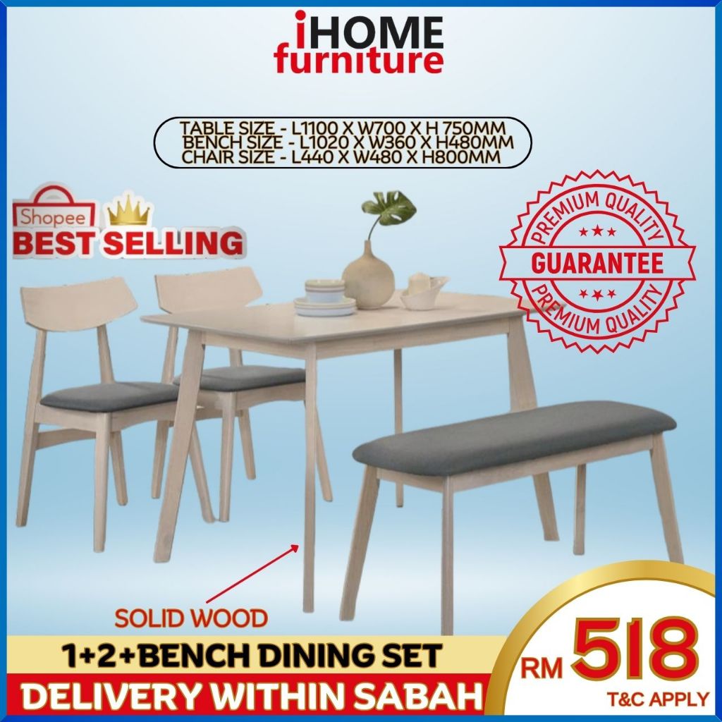 iHOME SABAH FURNITURE 🔥READY STOCK🔥 Dining Set 1+4+Bench / 1+6 / 1+2 ...